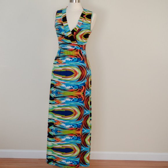 Susan Lawrence | Dresses | Susan Lawrence Psychedelic Maxi Dress | Poshmark